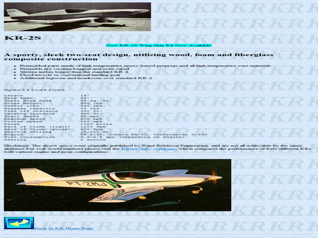 KR-2S from rand Robinson Engineering | Light Aircraft DB & Sales