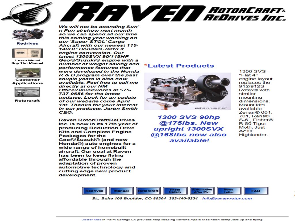 Raven Rotorcraft & Redrives Inc. | Light Aircraft DB & Sales
